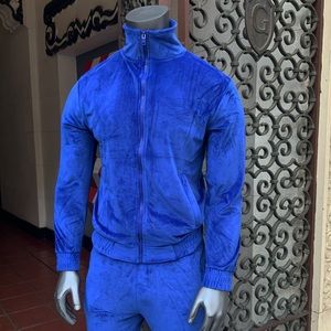 Fashion | Pants | Mens Royal Blue Full Zip Fitted Velour Tracksuit ...